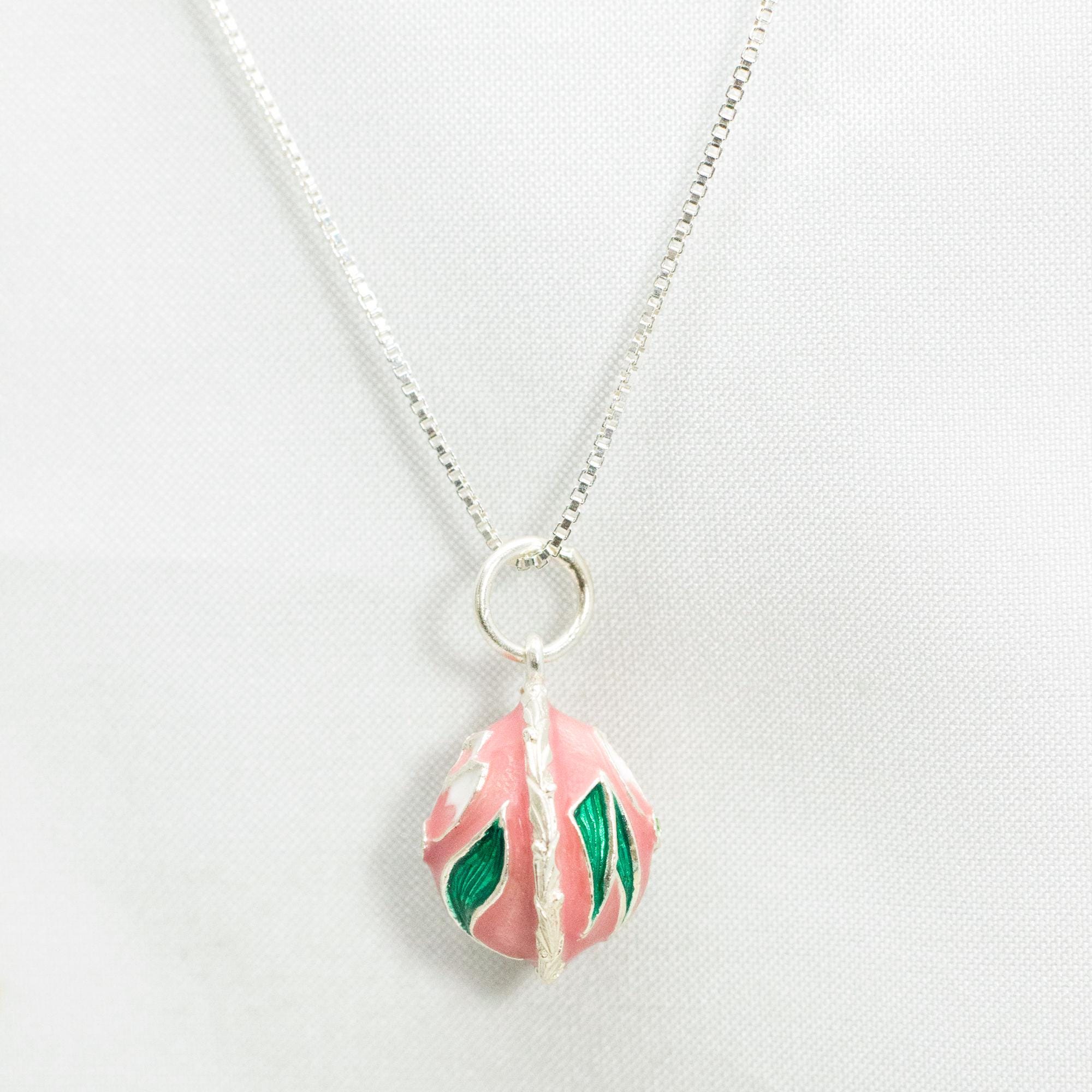 Pink Tulip Necklace, Flower Pendant, Enamel Tulip Jewelry, Sterling ...