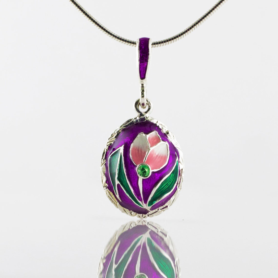 Pink Tulip Necklace Flower Pendant Enamel Tulip Jewelry - Etsy