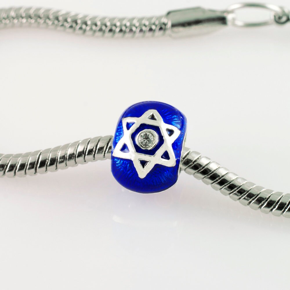 Star of David and Chai Large Hole Bead for European Bracelet - Etsy
