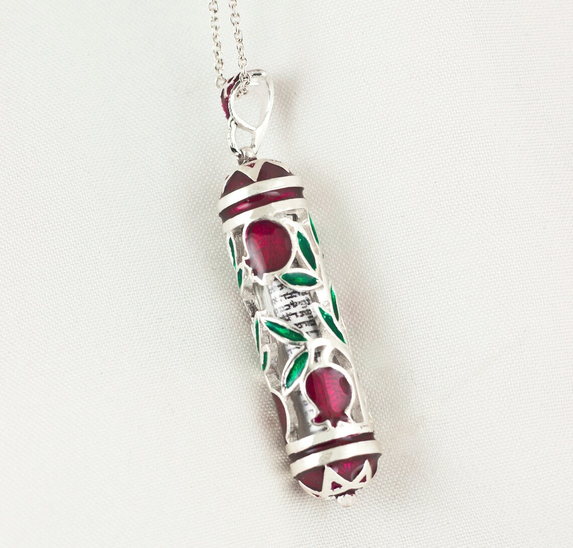Pomegranate Jewelry Mezuzah Necklace Jewish Pendant Judaica | Etsy