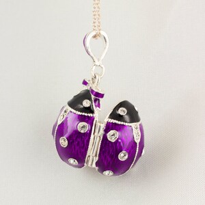 Ladybug Locket Purple Heart Surprise Pendant Egg Locket Ladybird 925 ...