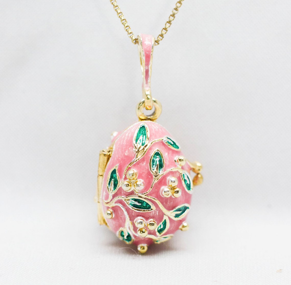 Pink Locket With Ladybug Surprise, Enameled Pendant, Sterling Silver 24 ...