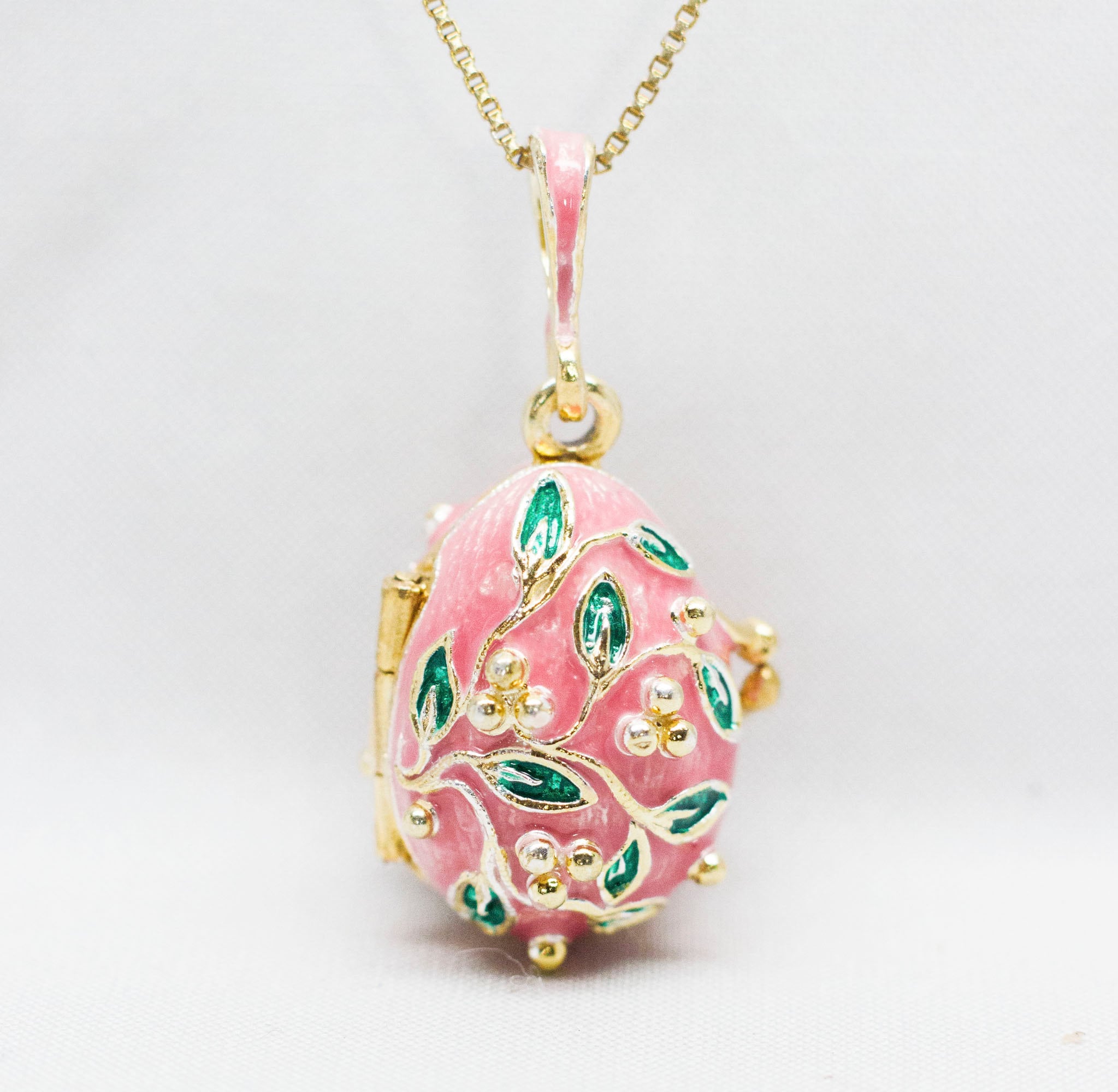 Pink Locket With Ladybug Surprise, Enameled Pendant, Sterling Silver 24 ...