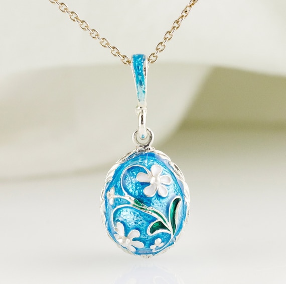 Jasmine Flower Necklace Jewelry Miniature Egg Charm Sterling - Etsy UK