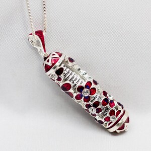 Jewish Pendant, Shemah Hebrew Scroll Judaica Purple Enamel Jewelry 24K ...