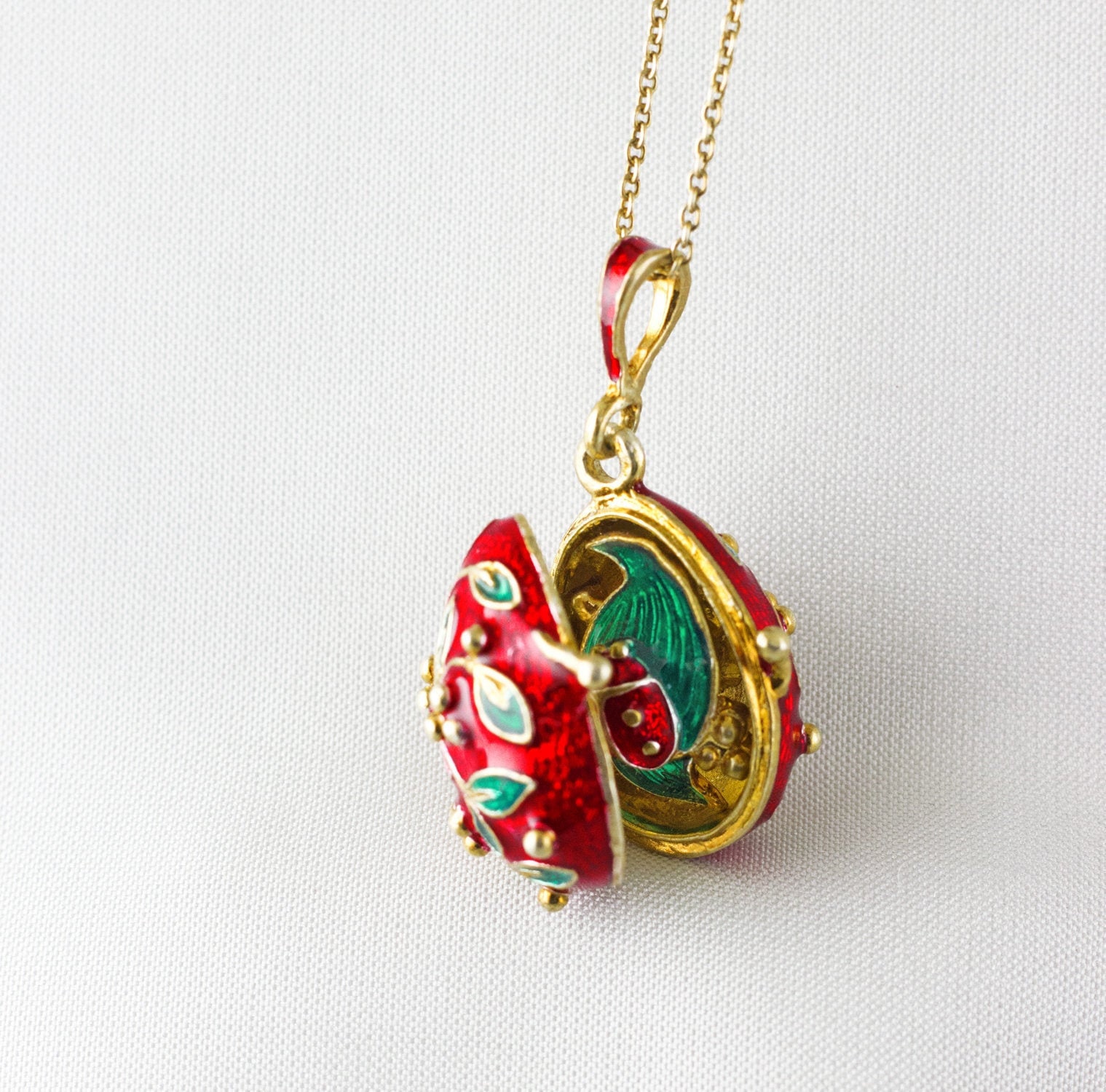 Pink Locket With Ladybug Surprise, Enameled Pendant, Sterling Silver 24 ...