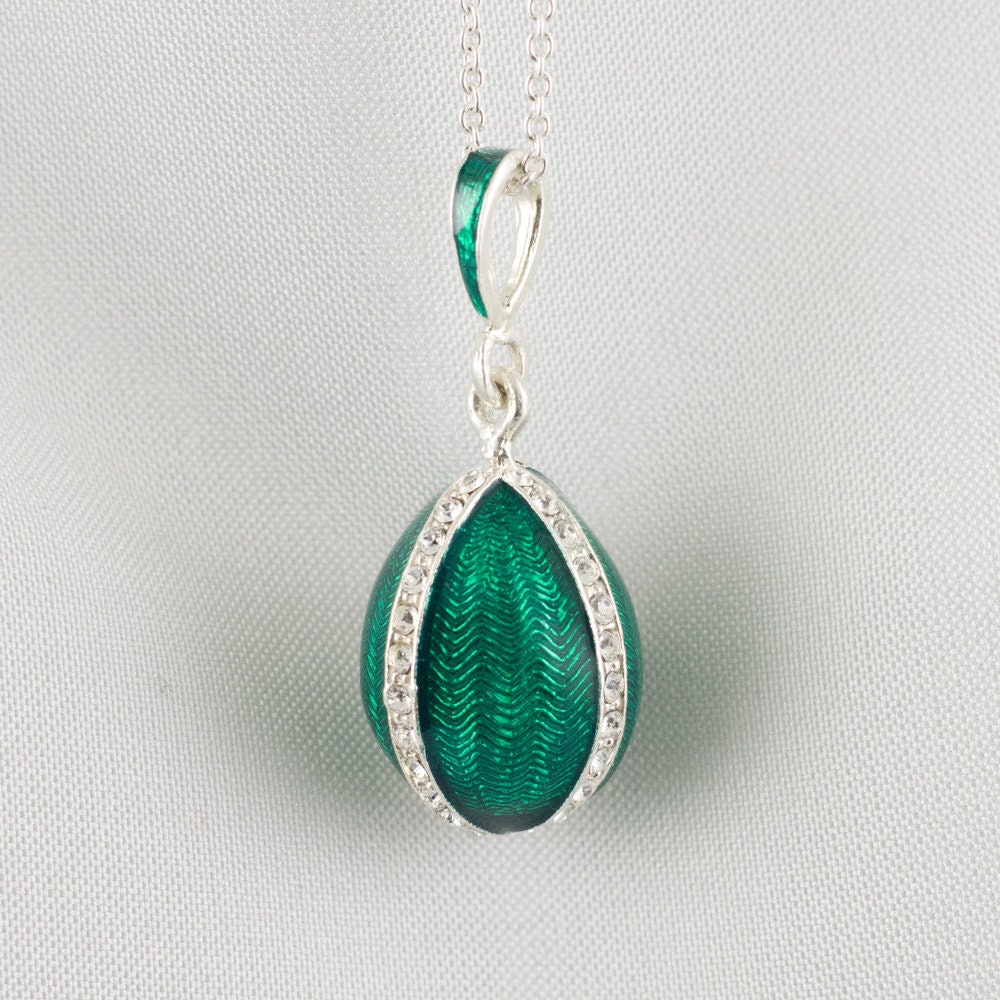 Emerald Green Pendant Guilloche Enamel Jewelry Easter | Etsy