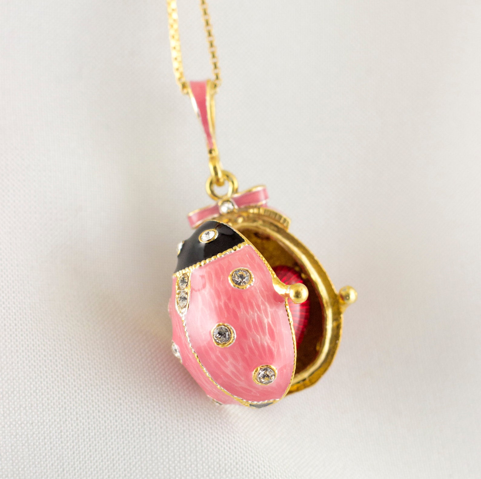 Ladybug Locket Purple Heart Surprise Pendant Egg Locket | Etsy