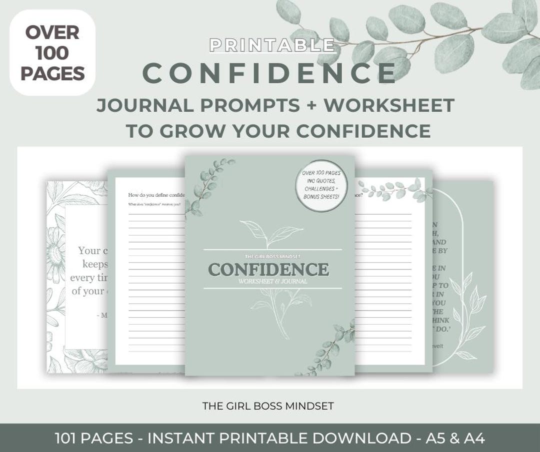 Confidence Journal Prompt Digital Printable Confidence Worksheet ...