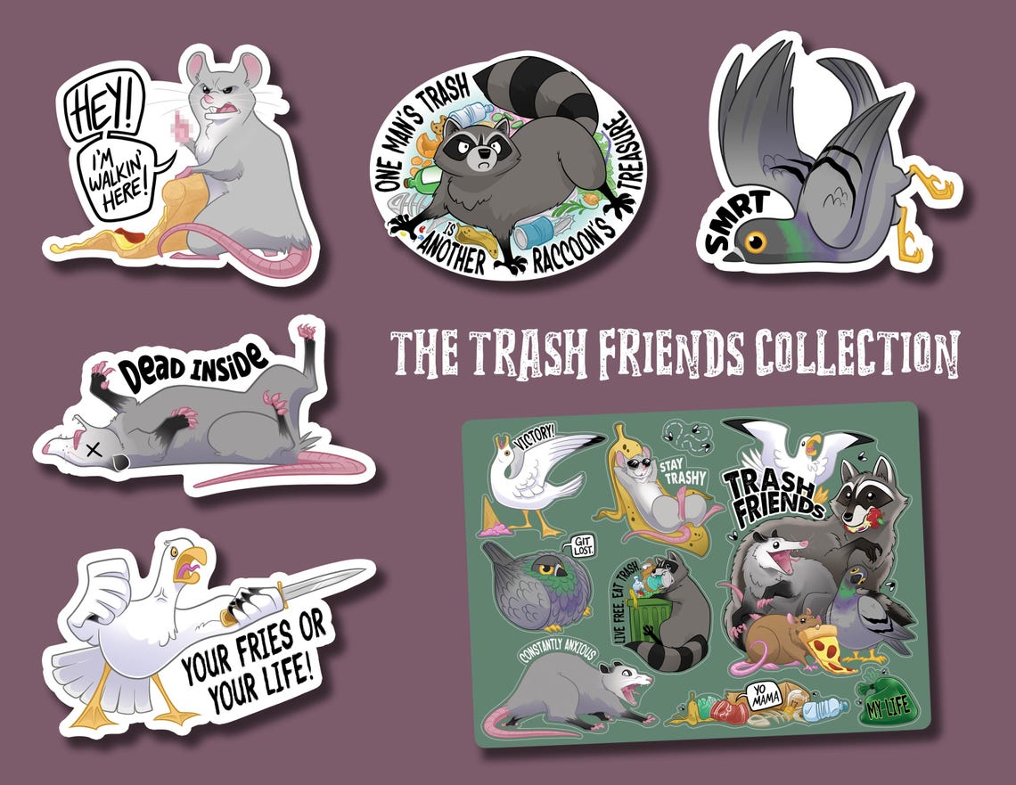 SMRT Pigeon Sticker Trash Friends Sticker Funny Sticker - Etsy