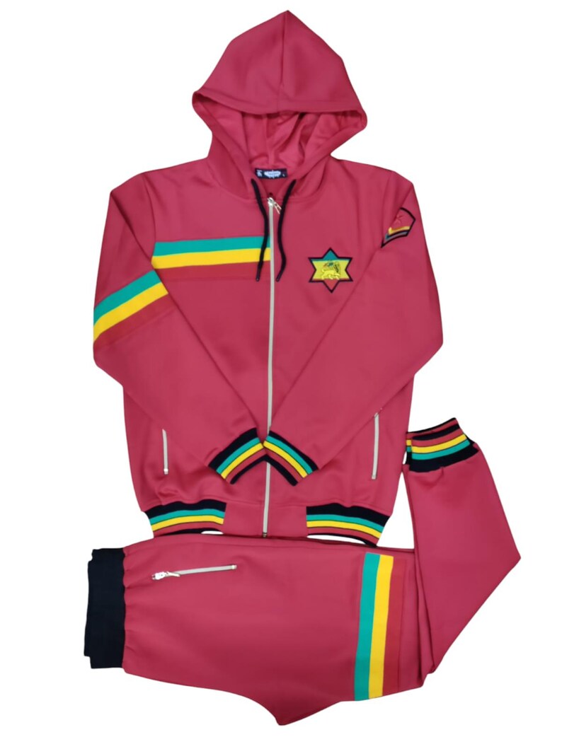 Men's Tracksuit Rasta Multicolour 2 Piece Set Men Hoodie & Joggers Zip ...