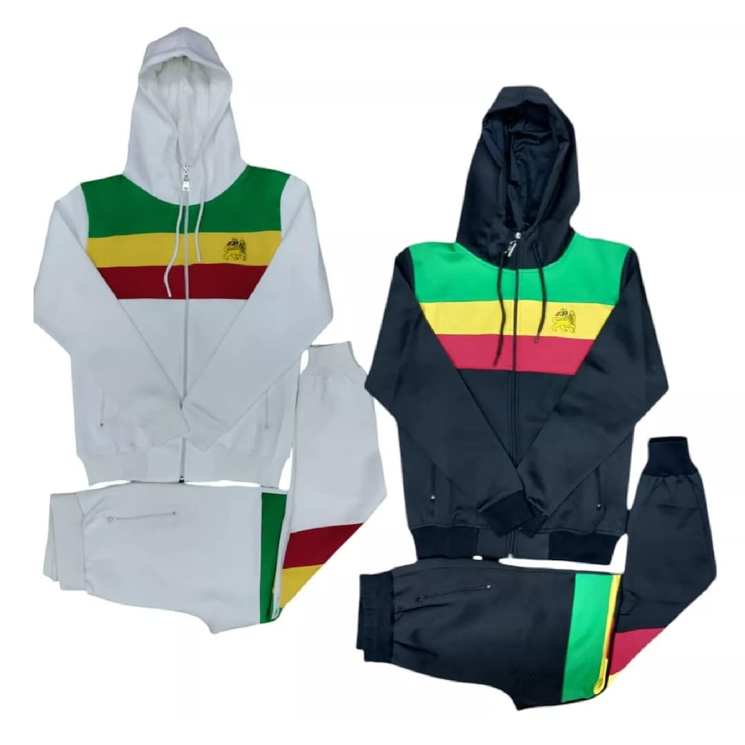 Men's Tracksuit Rasta Lion Reggae 2 Piece Set Hoodie & Joggers Zip ...