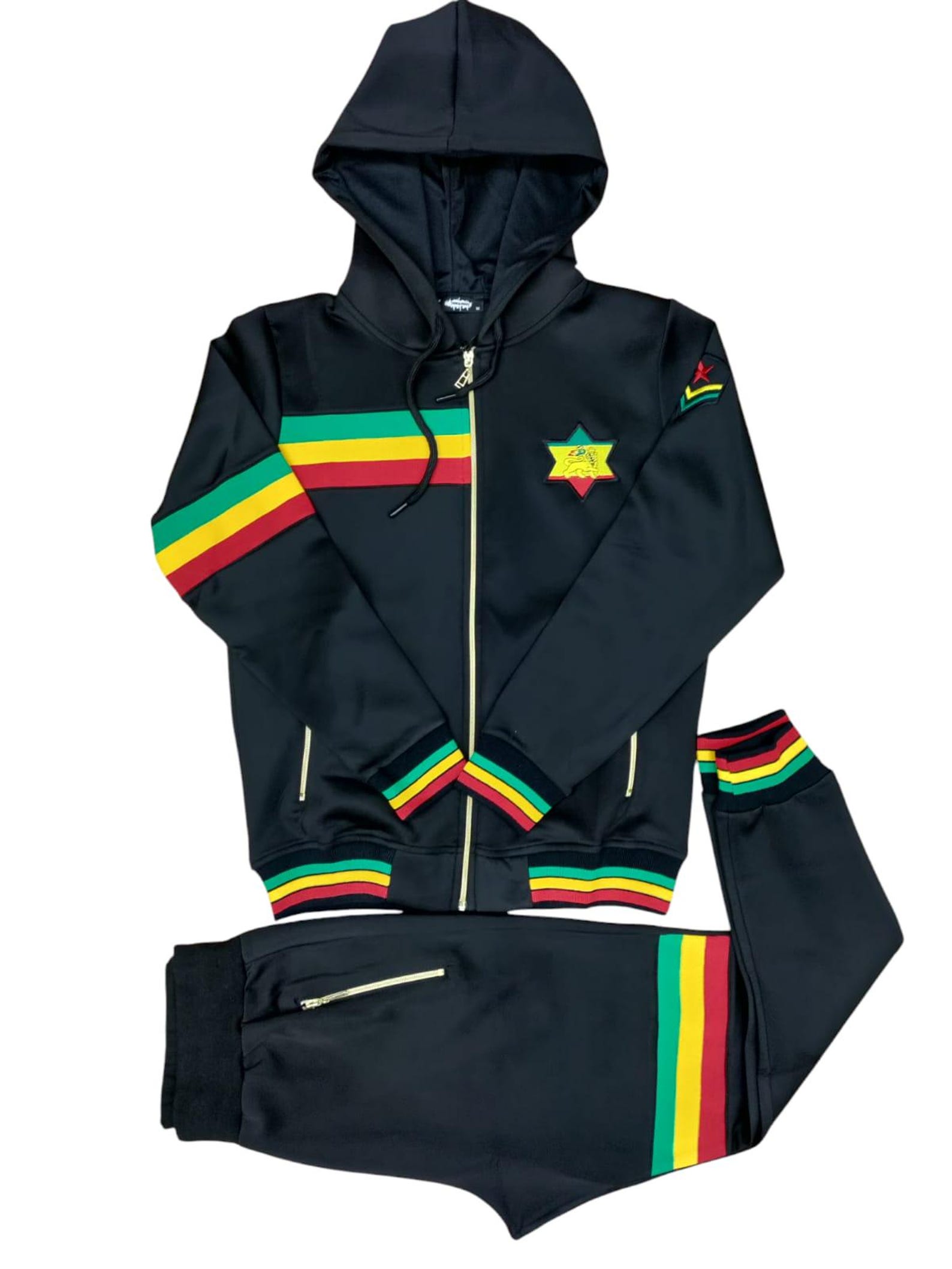 Men's Tracksuit Rasta Multicolour 2 Piece Set Men Hoodie & Joggers Zip ...