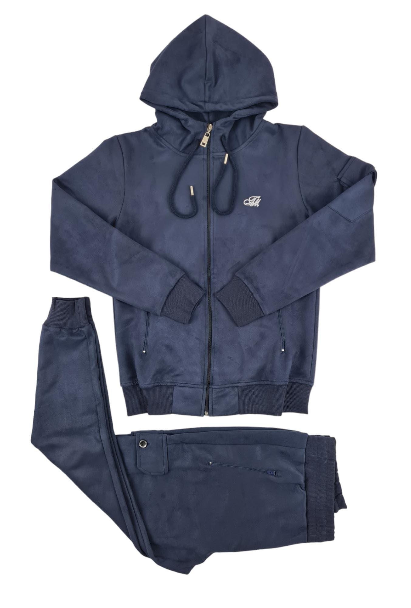 Mens Suede Tracksuits TIM 8 Pockets Velvet 2pcs Set Hooded & Pants ...