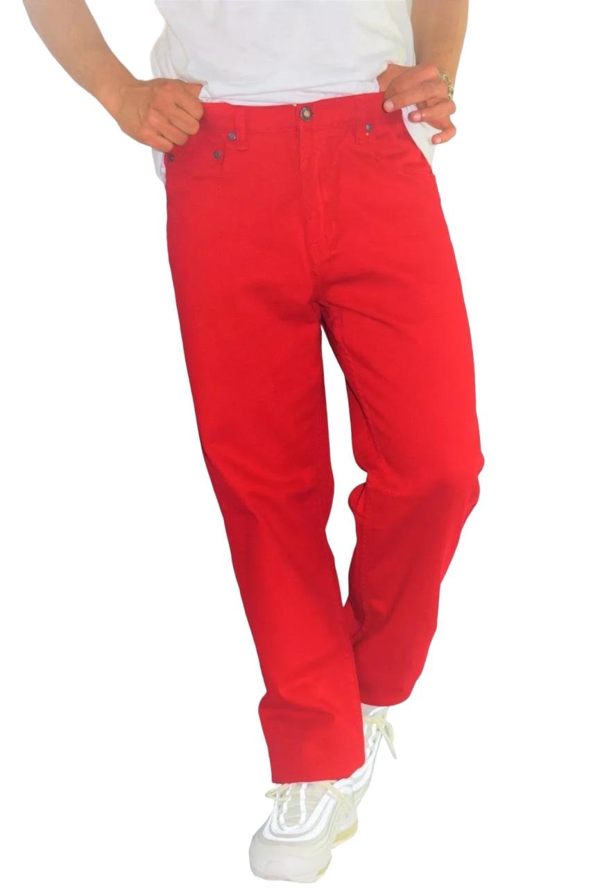 Mens Red Denim Jeans Men Comfort Fit Jean Casual Wear Size Regular - Etsy