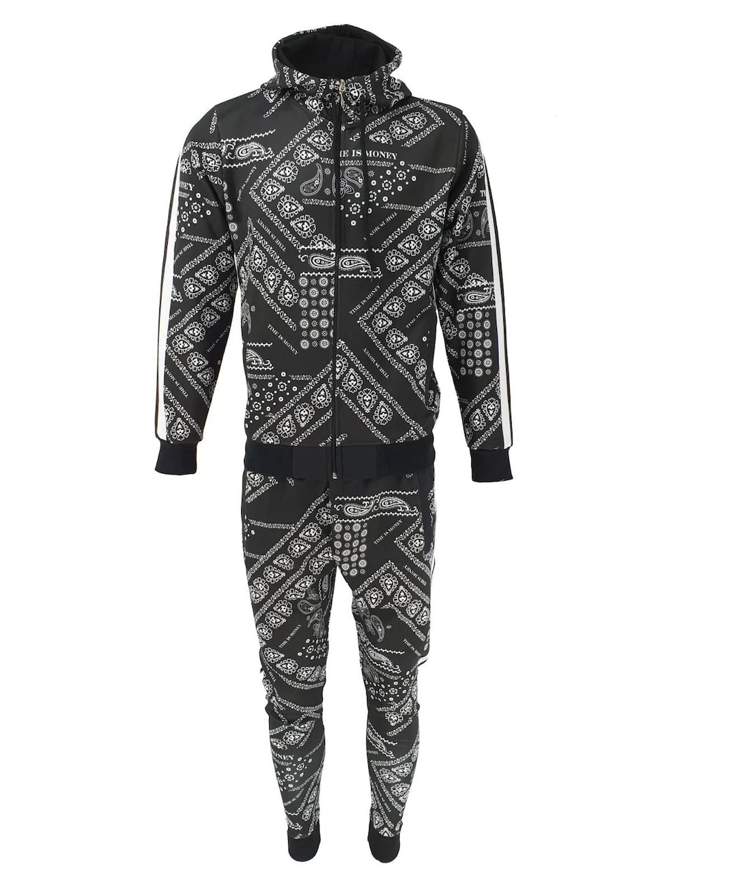 Mens Tim Tracksuit Bandana Print Urban Hip Hop Top Bottoms Joggers Set ...