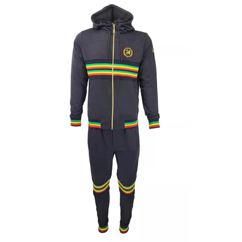 Men's Tracksuit Rasta Multicolour 2 Piece Set Hoodie & Joggers Zip ...