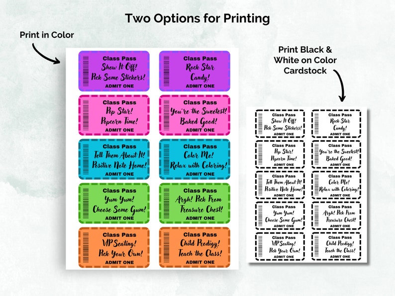 Classroom Reward Coupons Featuring 20 Unique Rewards, Classroom ...