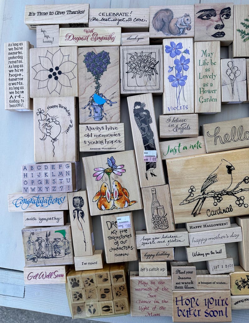 Vintage Rubber Stamps for Your Unique Collection Sentiments, Flowers ...