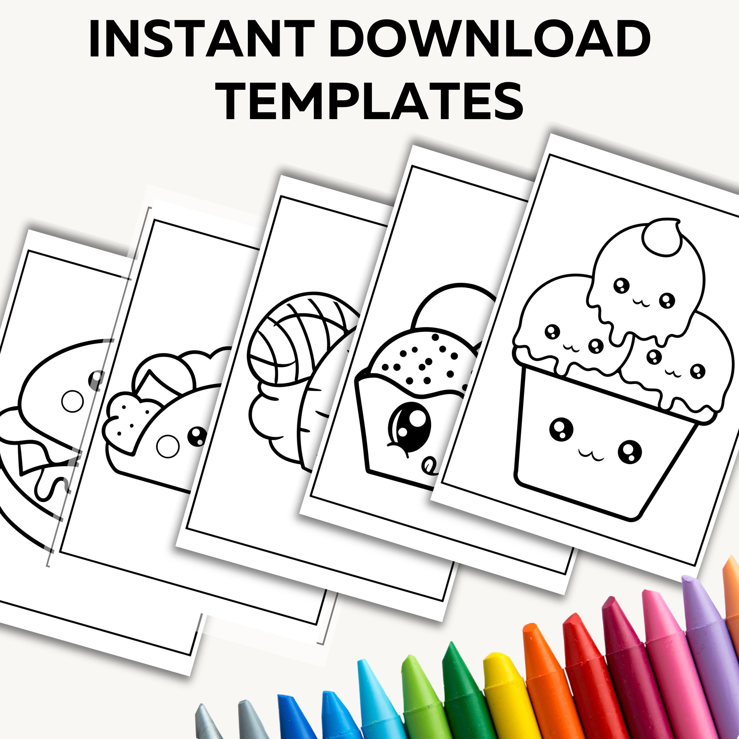 Kawaii Food Coloring Pages for Kids, Cute Cartoon Coloring Pages ...