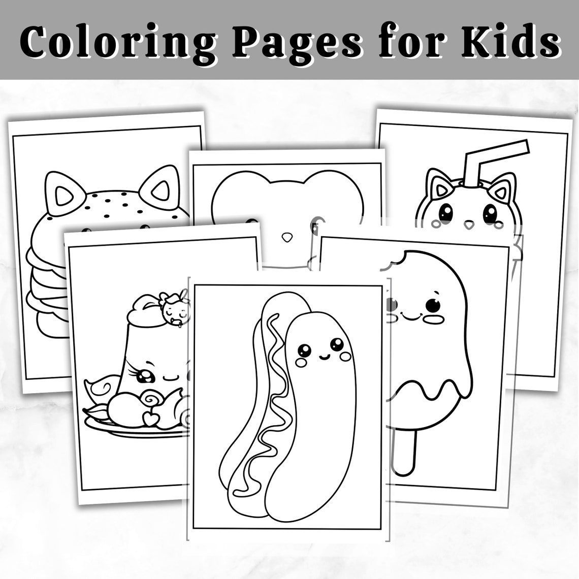 Kawaii Food Coloring Pages for Kids, Cute Cartoon Coloring Pages ...