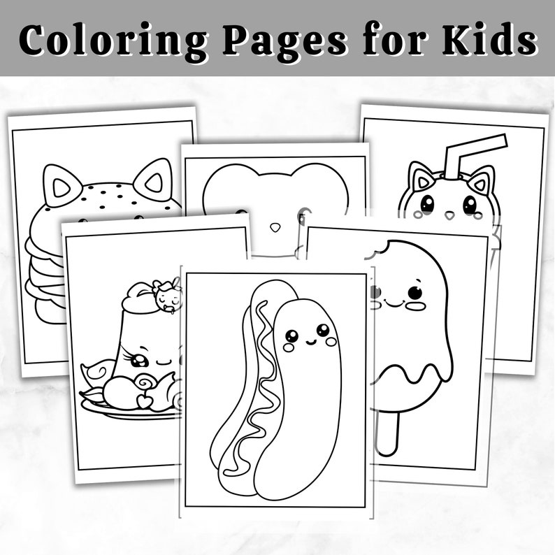 Kawaii Food Coloring Pages for Kids, Cute Cartoon Coloring Pages ...
