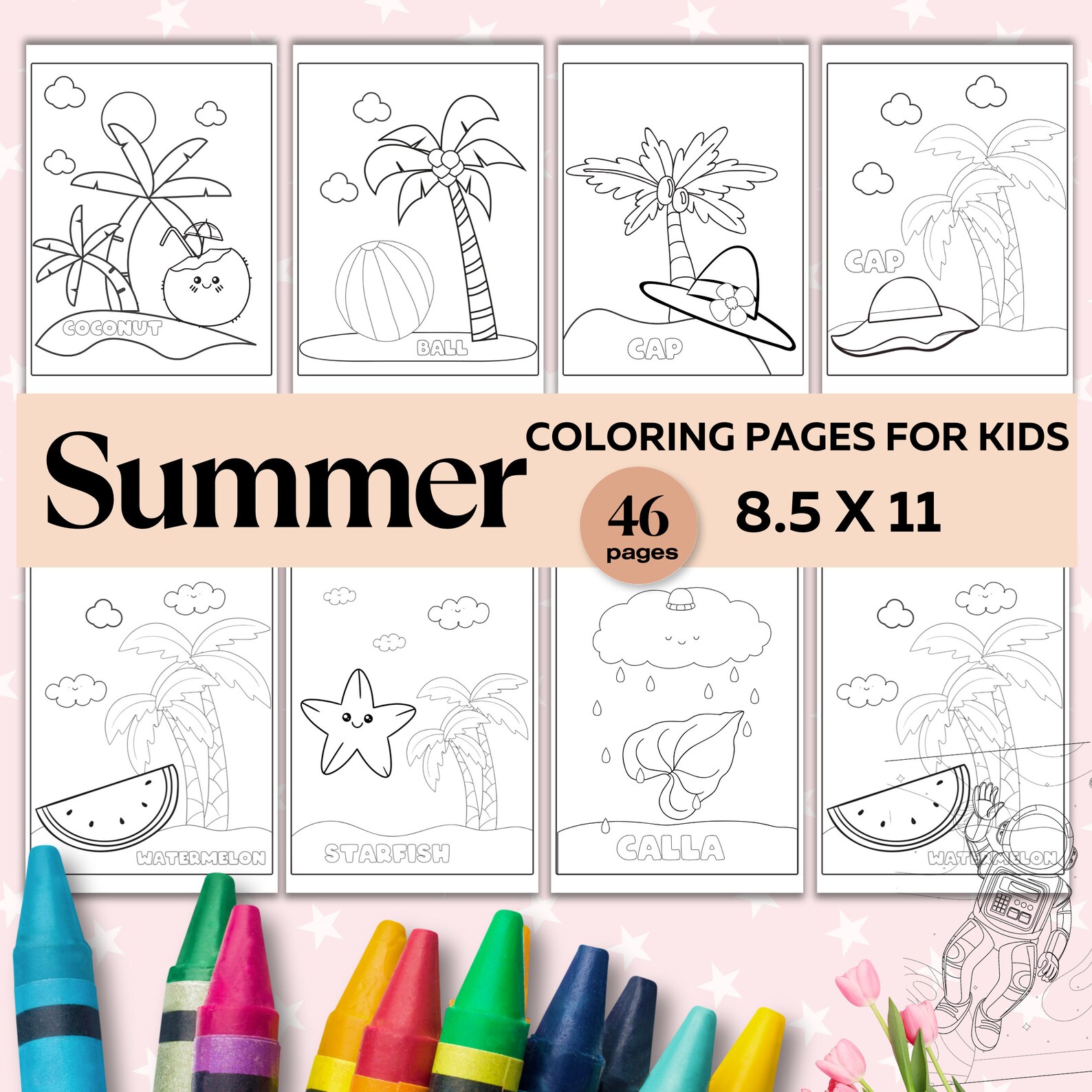 Summer Coloring Pages for Kids, 45 Printable Summer Coloring Page for ...
