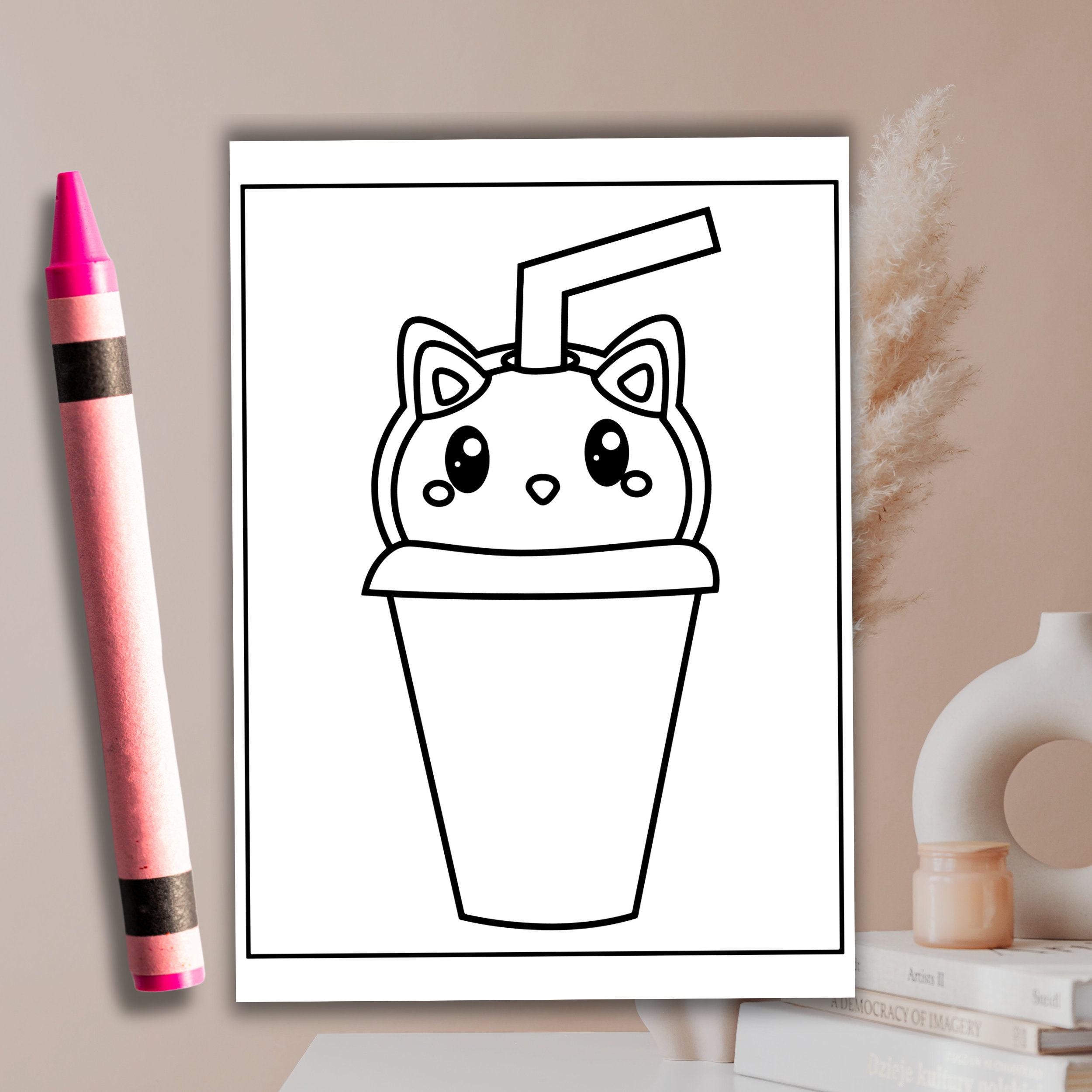 Kawaii Food Coloring Pages for Kids, Cute Cartoon Coloring Pages ...