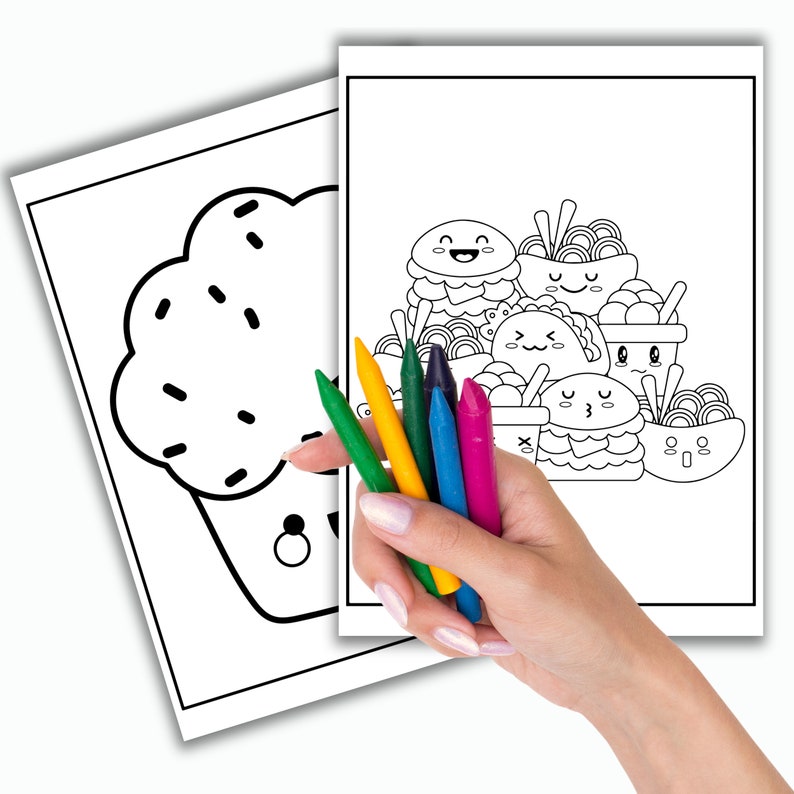 Kawaii Food Coloring Pages for Kids, Cute Cartoon Coloring Pages ...