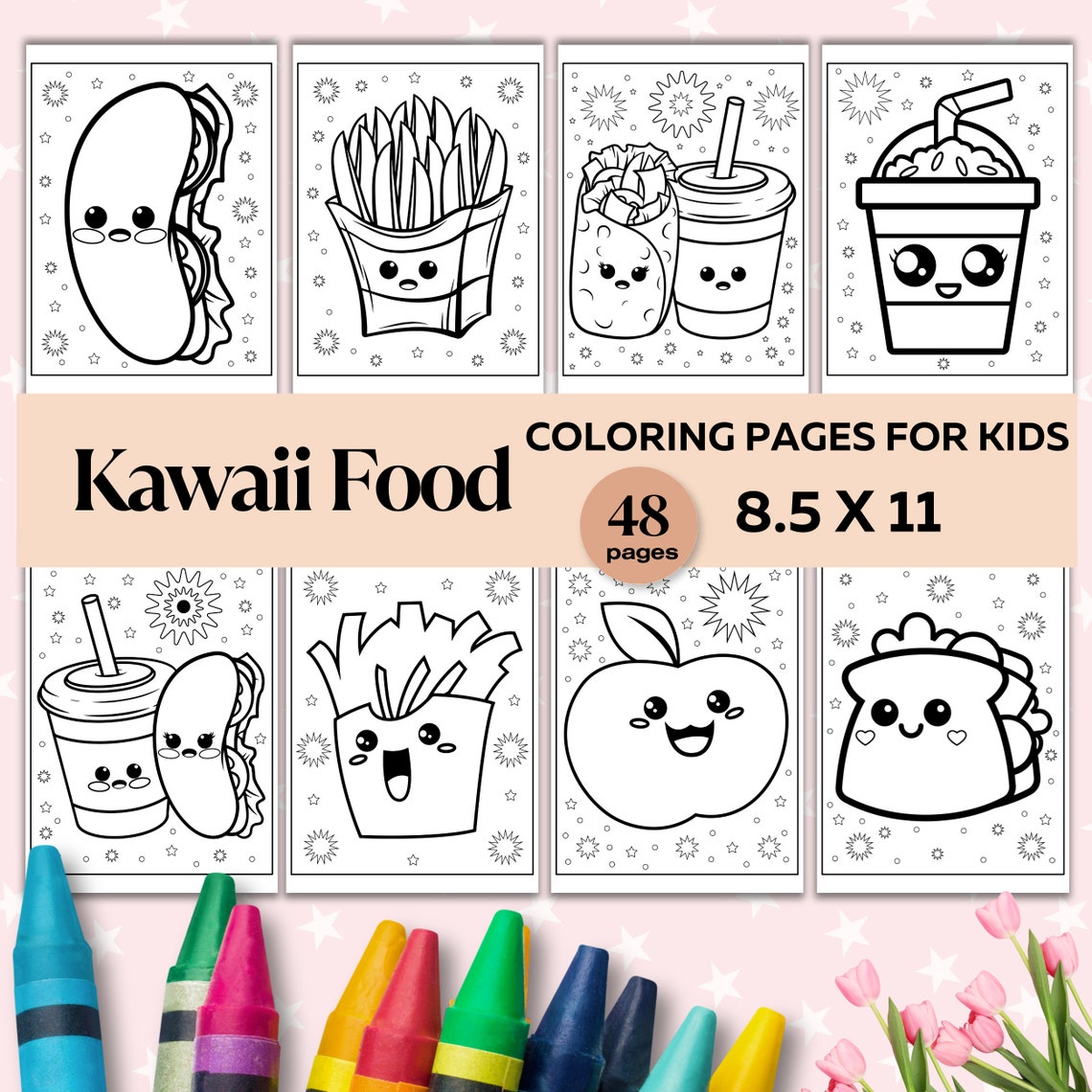 Kawaii Coloring Pages, Cute Kawaii Food Coloring Pages for Kids ...