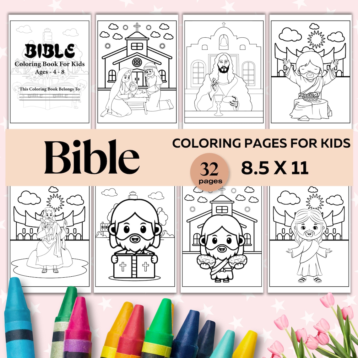 Bible Coloring Pages for Kids, Christian Coloring Book for Children ...