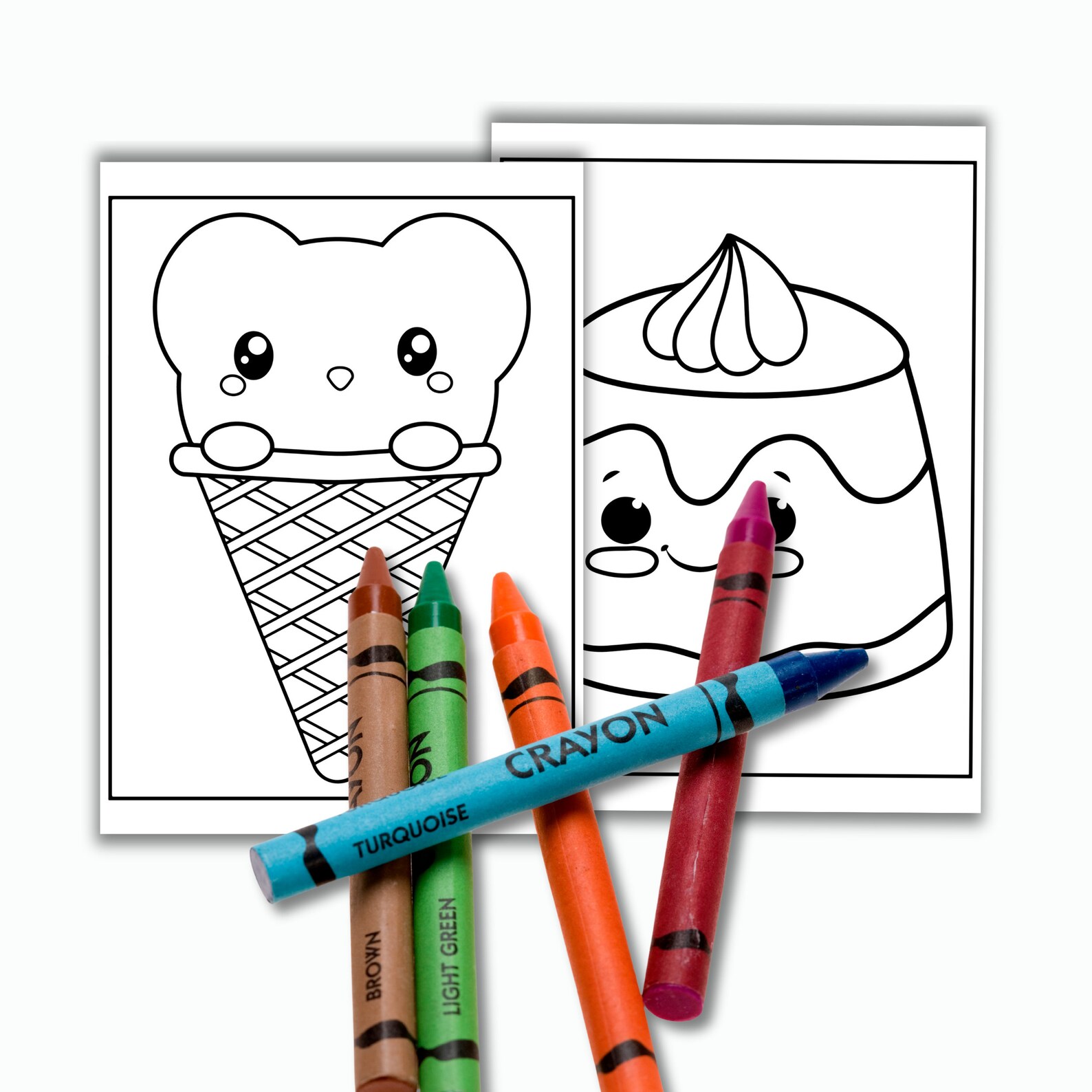 Kawaii Food Coloring Pages for Kids, Cute Cartoon Coloring Pages ...