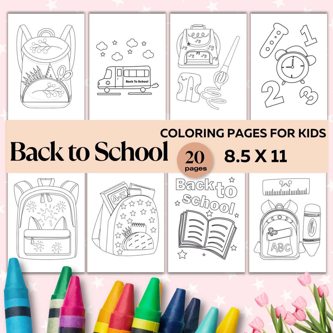 Back to School Coloring Placemat for Kids, Back to School Coloring ...