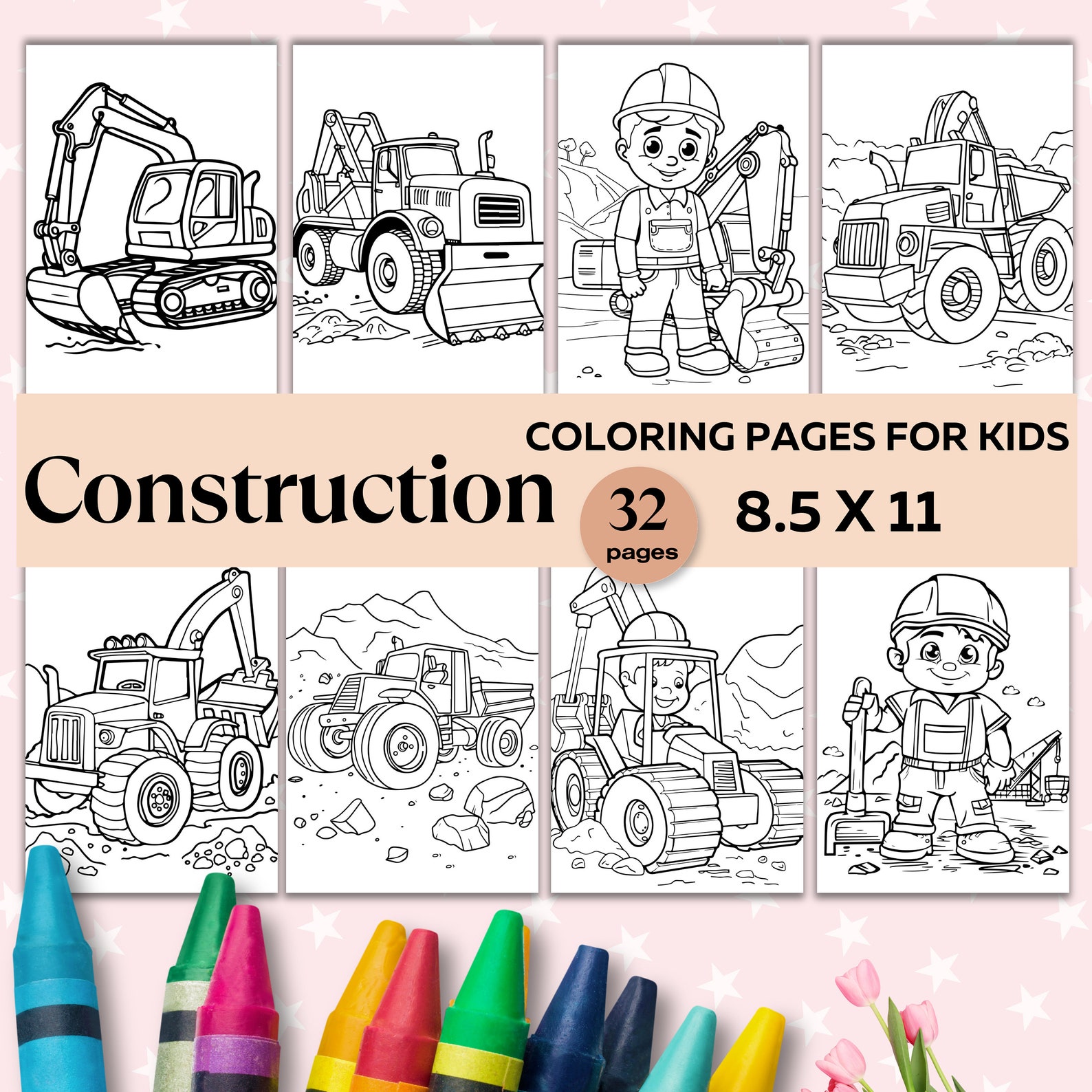 Construction Coloring Pages for Kids, Construction Trucks and Vehicles ...