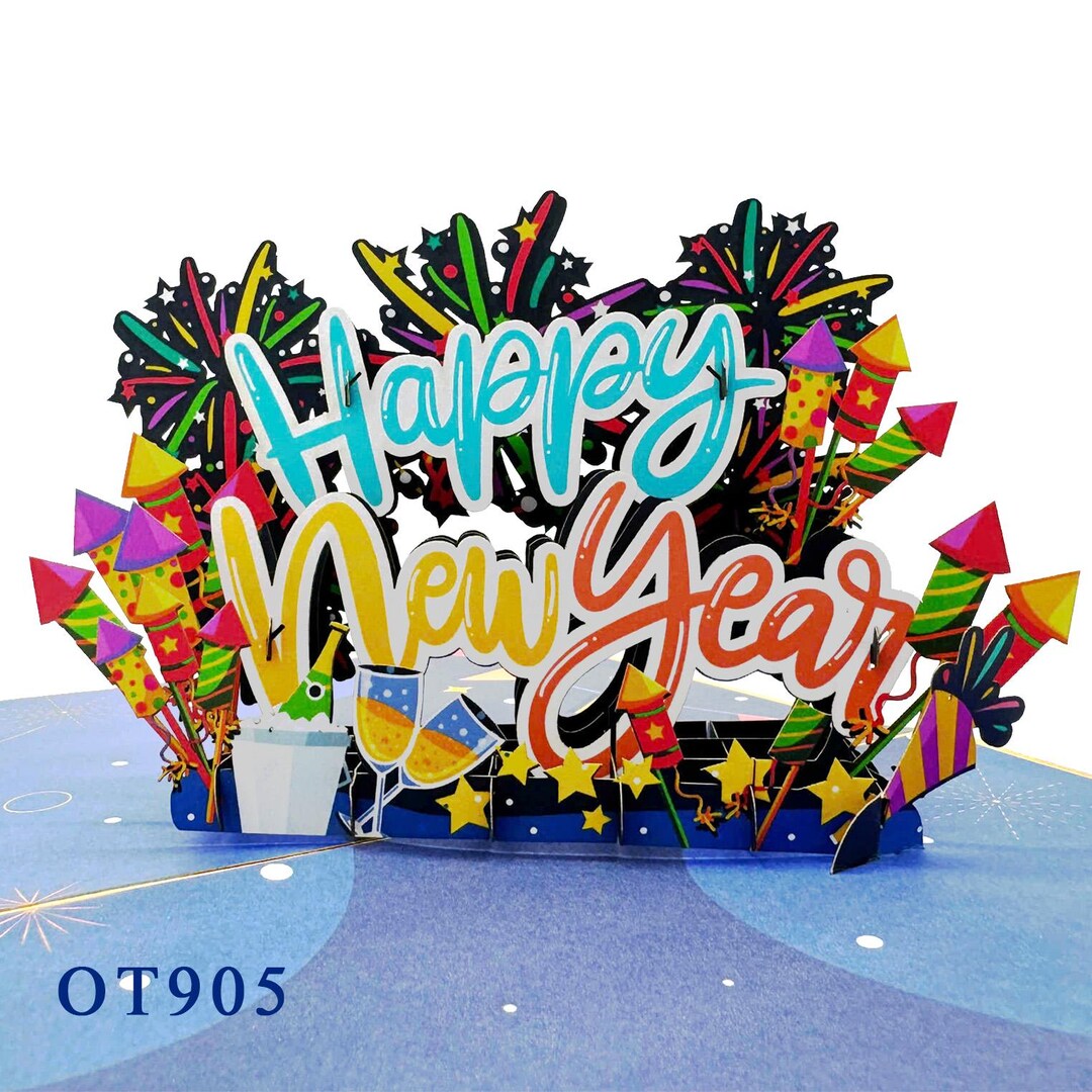 Happy New Year Pop up Card up Card, Holiday Greeting for Christmas ...