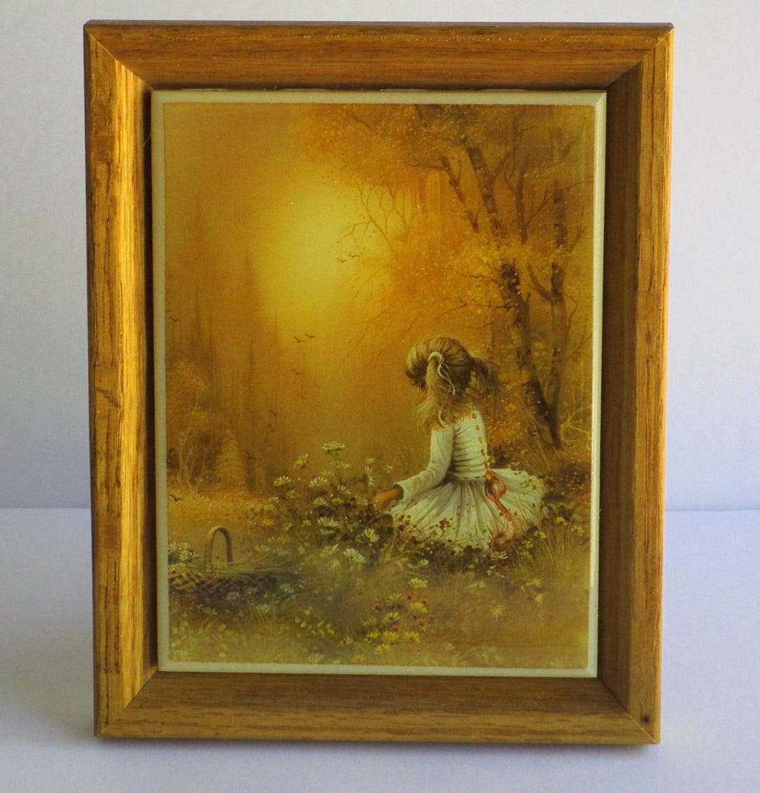 Vintage Andres Orpinas Art Tile Little Girl Framed Kimberly Enterprises ...