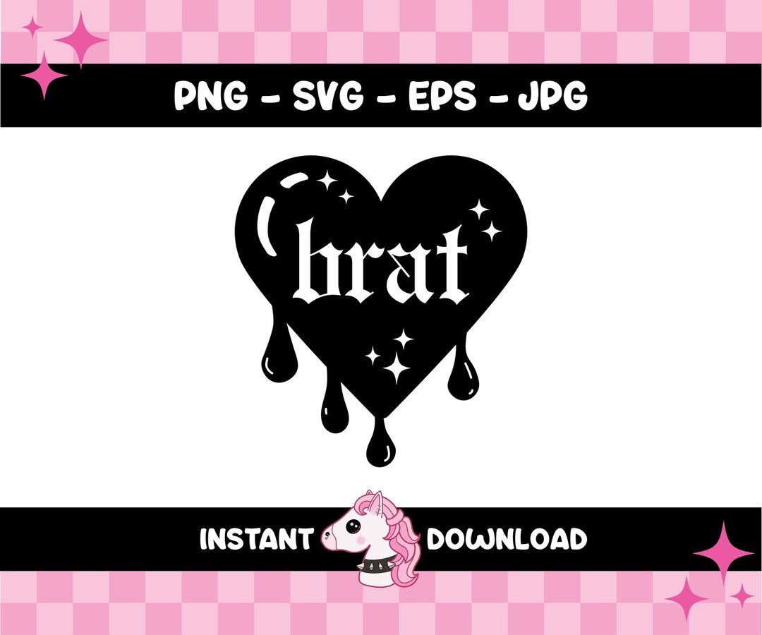 Brat Drippy Heart | Brat Summer Funny Goth Emo Digital Graphics | PNG ...