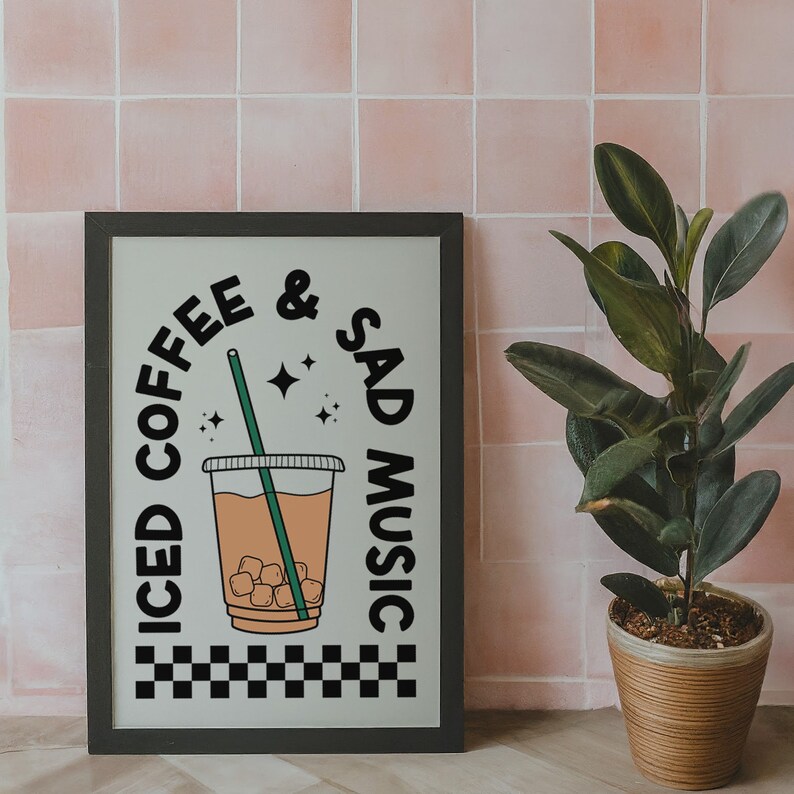 Iced Coffee Sad Music PNG SVG | Cricut Silhouette Files (digital ...