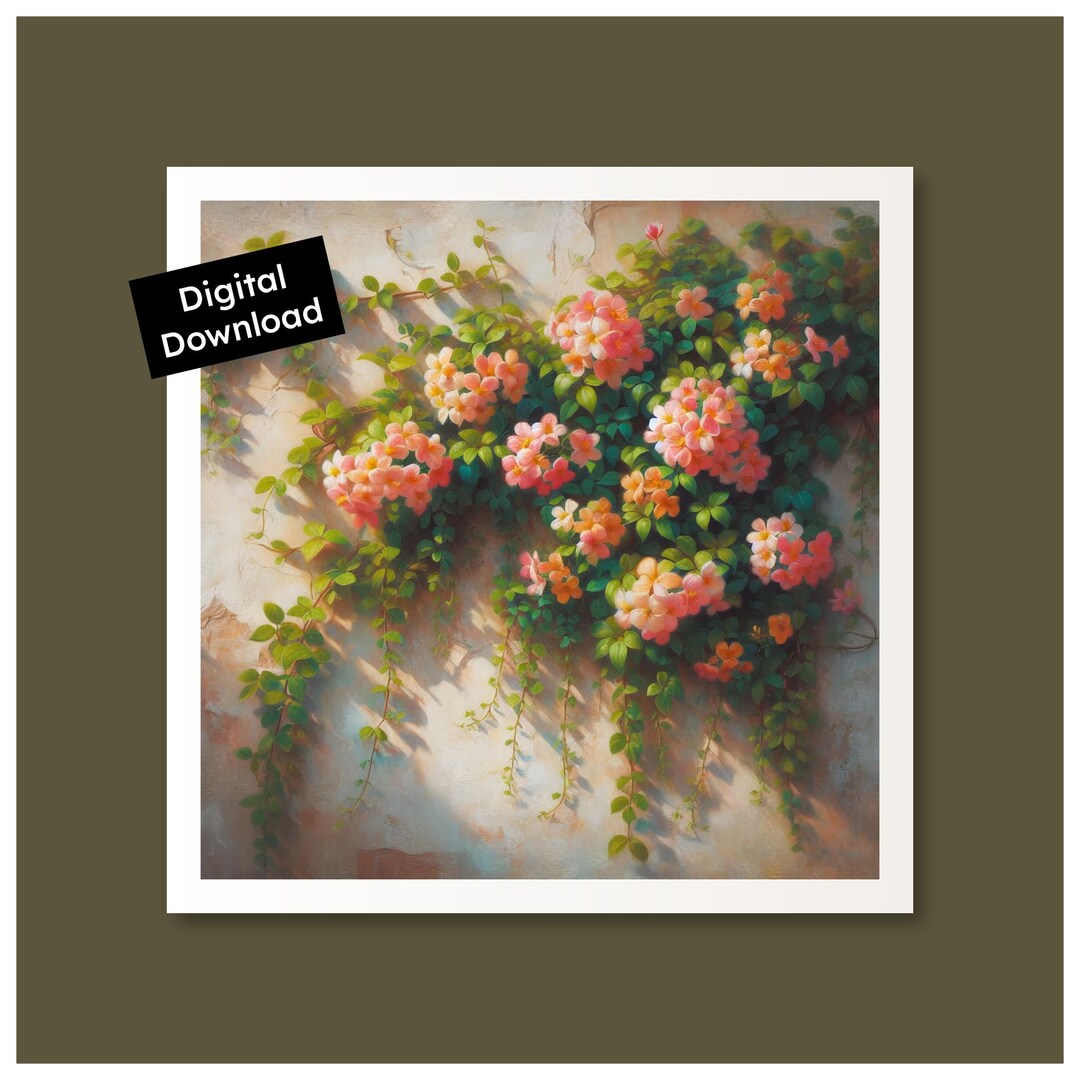 Digital Download - Painting of Trumpet Creeper Plant, Oil Painting ...