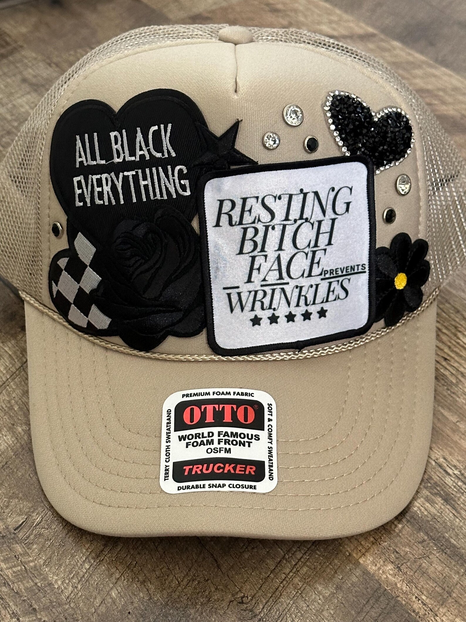 RBF Trucker Hat With Iron on Patches, Womens Trucker Hat, Hat Chain ...