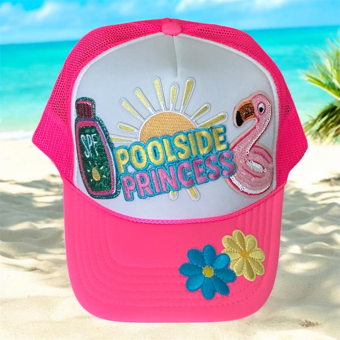 Poolside Princess Sun Sunscreen Flamingo Sequin - Trucker Hat With Iron ...