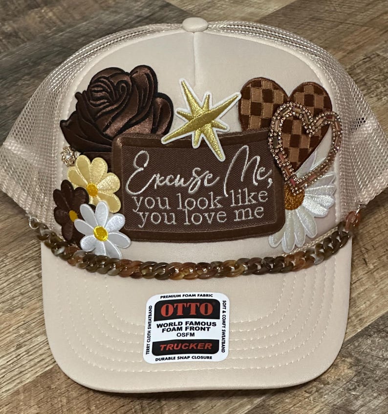 Love Trucker Hat With Iron on Patches, Womens Trucker Hat, Hat Chain ...