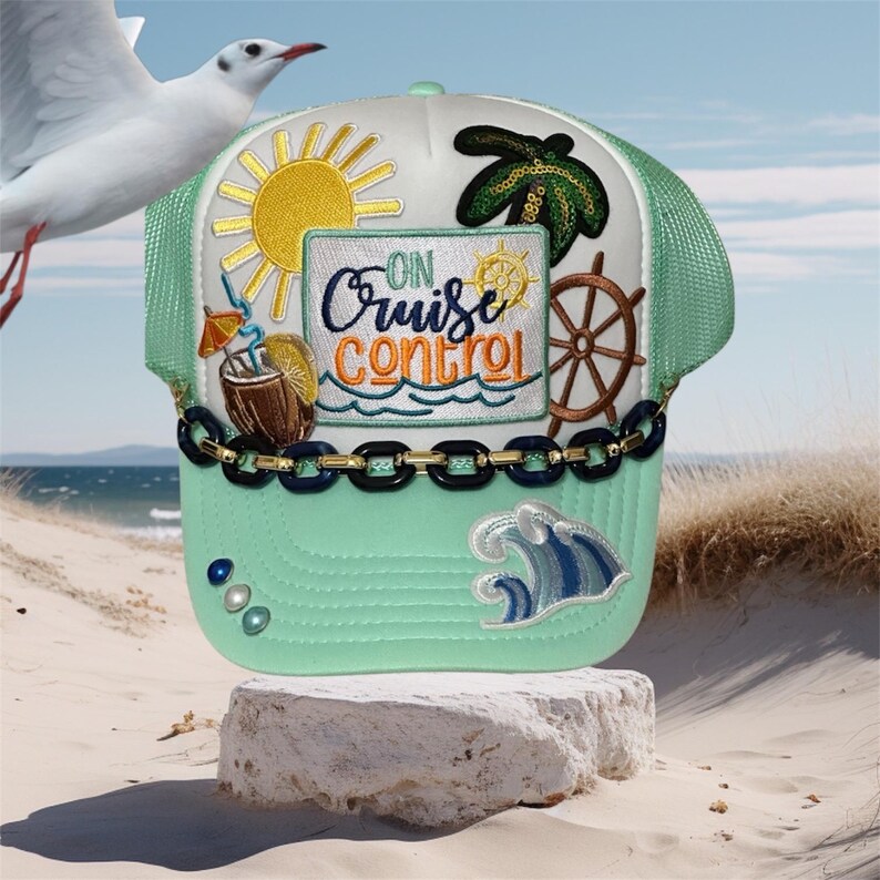 Cruise Control Vacation Beach Summer Ship Custom Trucker Hat - Women's ...