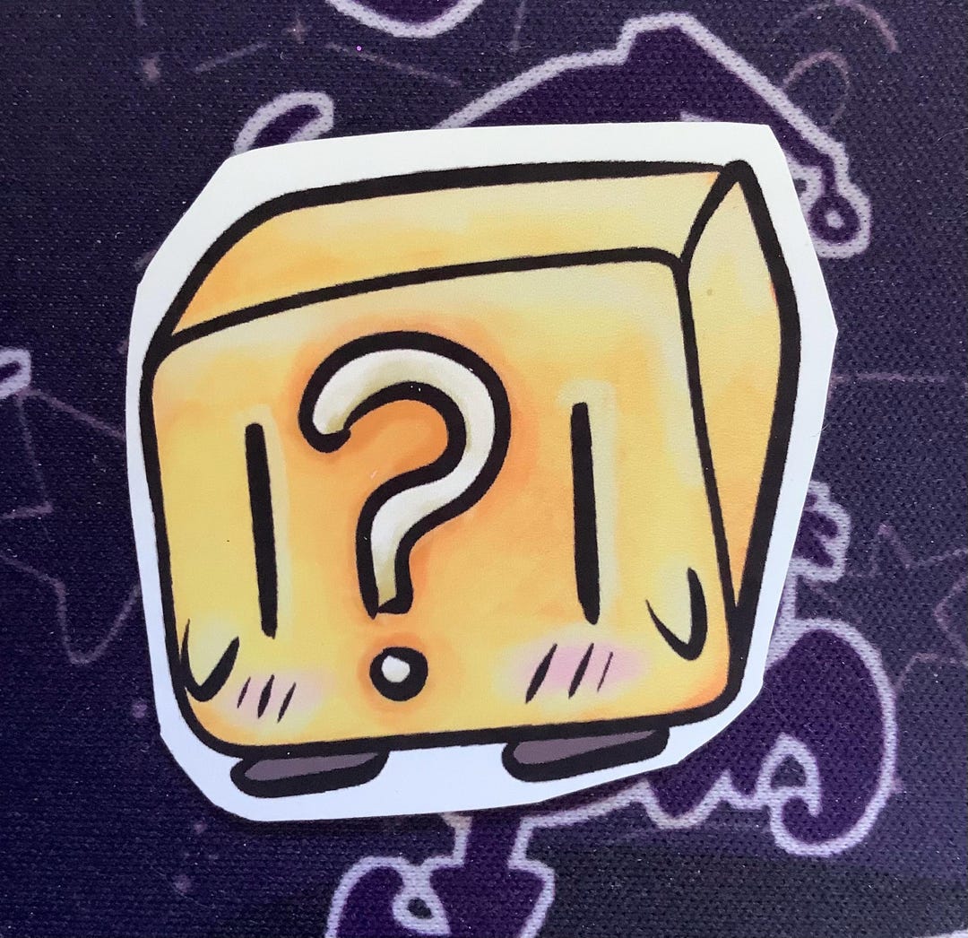 1.5" Matte Finish Sticker Cartoon Question Mark Block Sticker Video ...