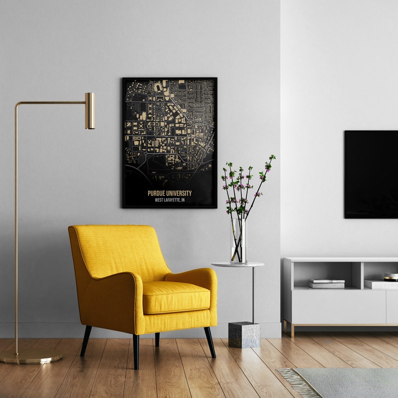 Purdue University | West Lafayette Indiana Map Poster Print / College ...