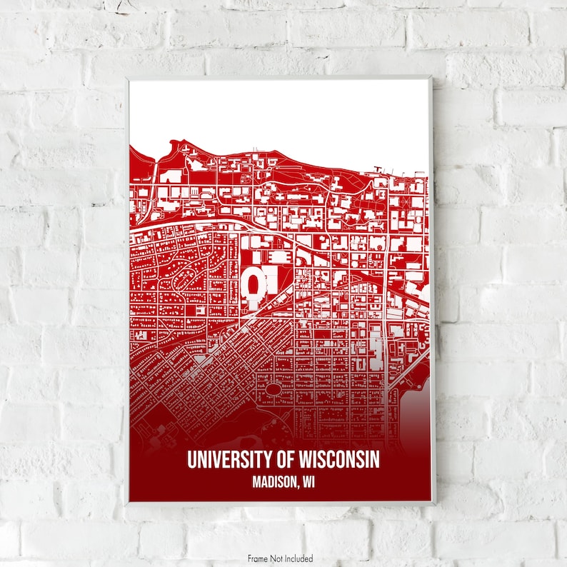 Madison Wisconsin Map Poster Print / College Town Map Gifts - Etsy