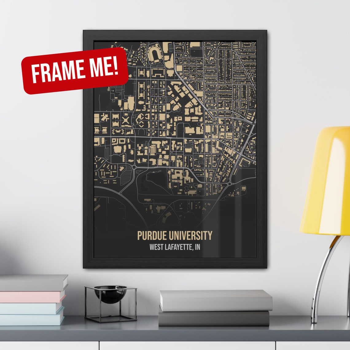 Purdue University | West Lafayette Indiana Map Poster Print / College ...