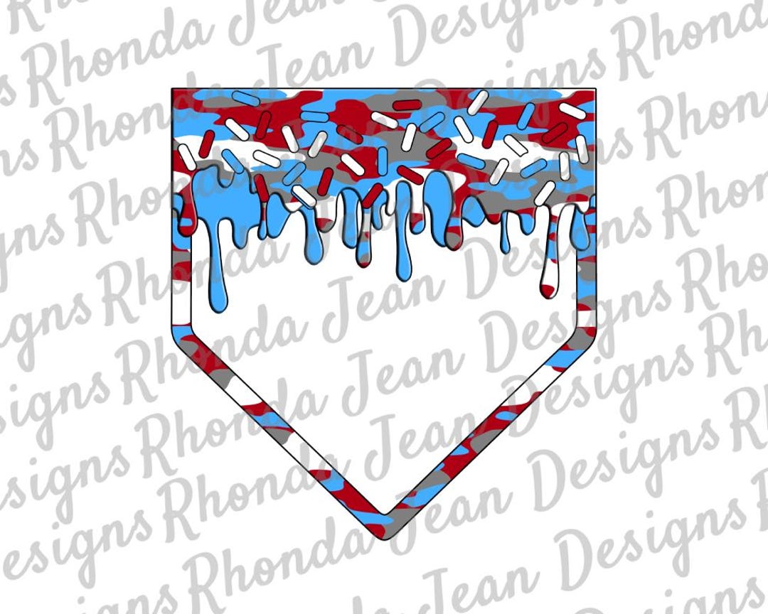 Home Plate Drip Baseball SPRINKLES PNG, Red White Blue Camo, Blue Drip ...