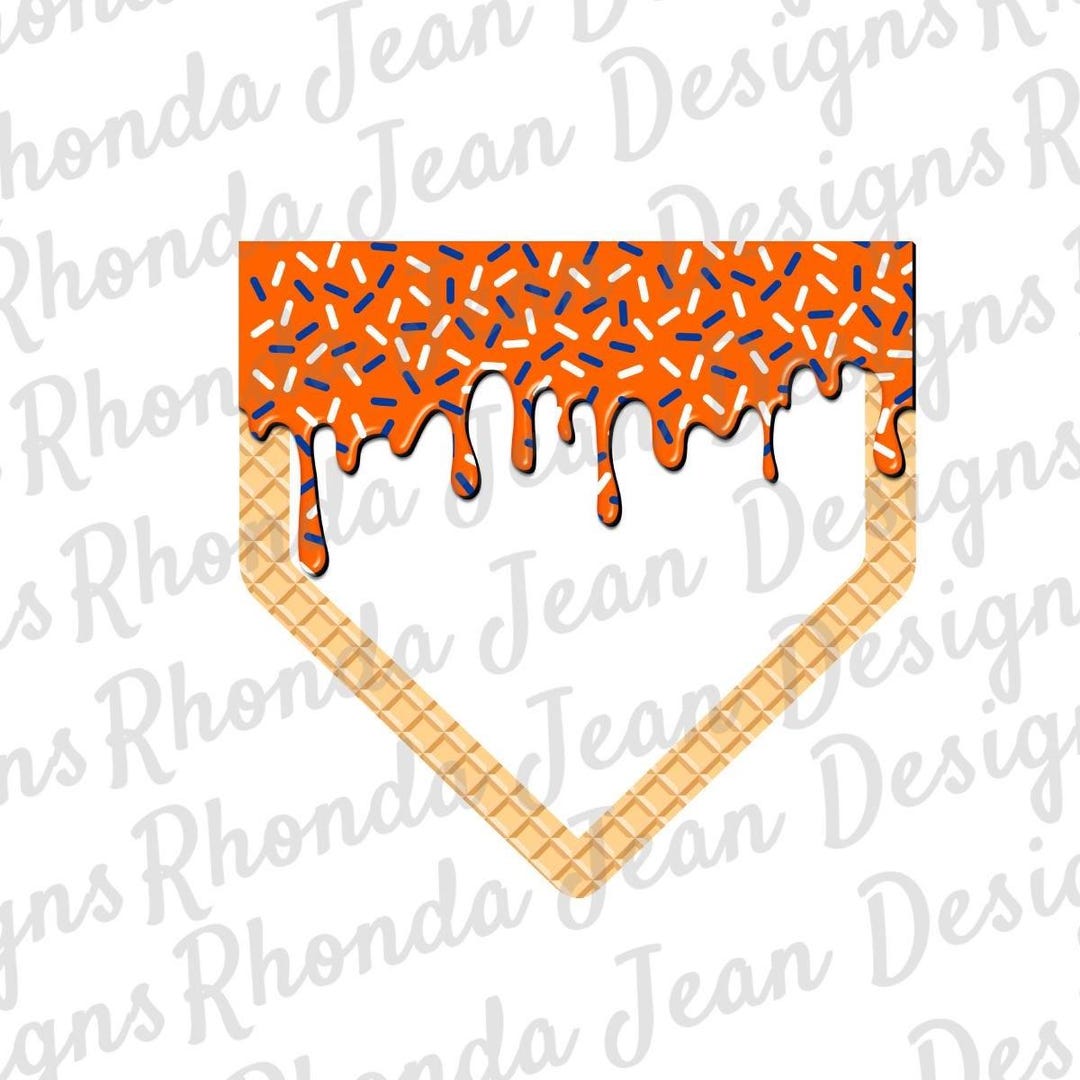 Home Plate Drip Baseball PNG, Orange and Blue Drip, T-shirt Design ...