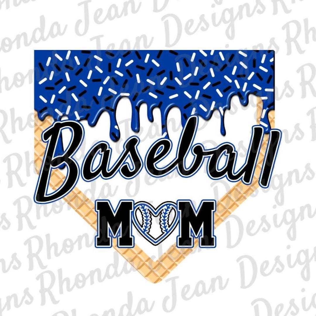 Baseball Mom PNG, Home Plate, Royal Blue Drip, Black and White ...
